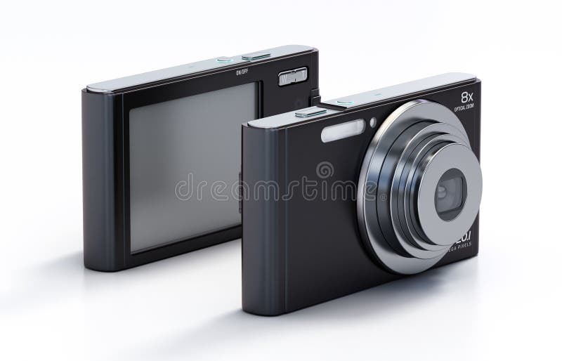 Digital Compact Camera Isolated on White Background. 3D Illustration ...