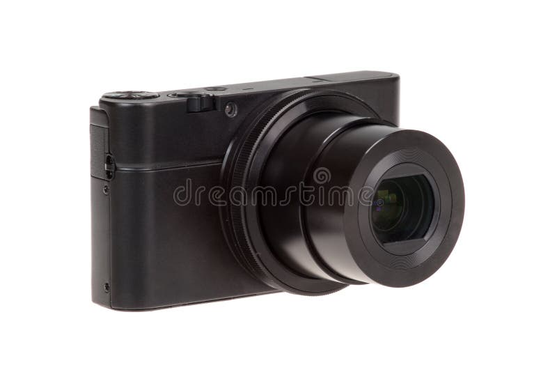 Digital Compact Camera with Open Lens Isolated Stock Image - Image of ...