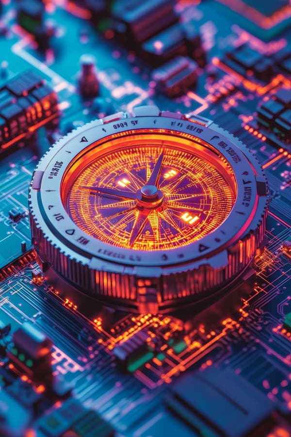 Digital Compass on Circuit Board, Navigating the Future of Technology ...