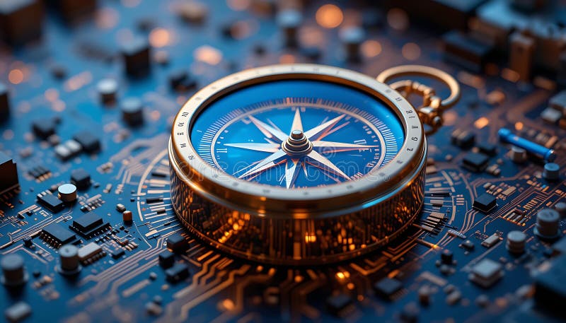 Digital Compass on Circuit Board: Navigating Technology S Future Stock ...