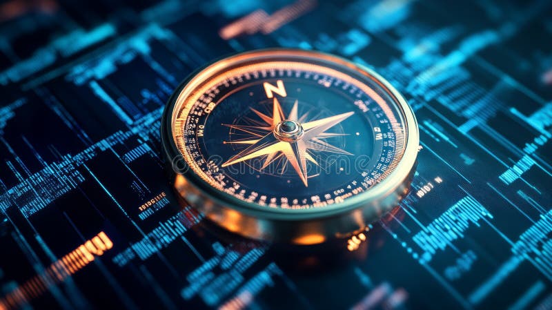 Digital Compass on Circuit Board, Navigating the Digital World, Data ...