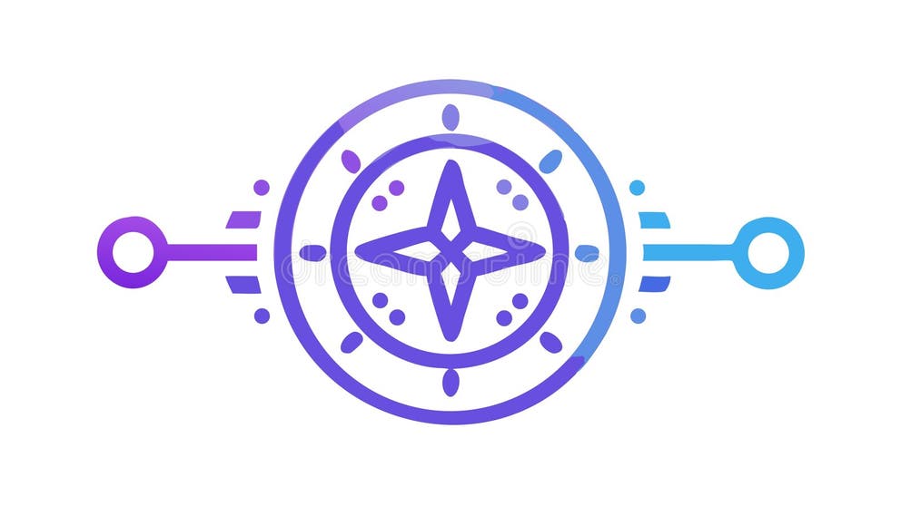 Digital Compass Icon with Network Connection Points Vector Design ...
