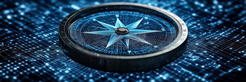 Digital Compass Navigating a Network of Data, Symbolizing Guidance in ...