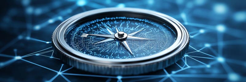 Digital Compass Navigating a Network, Symbolizing Guidance and ...