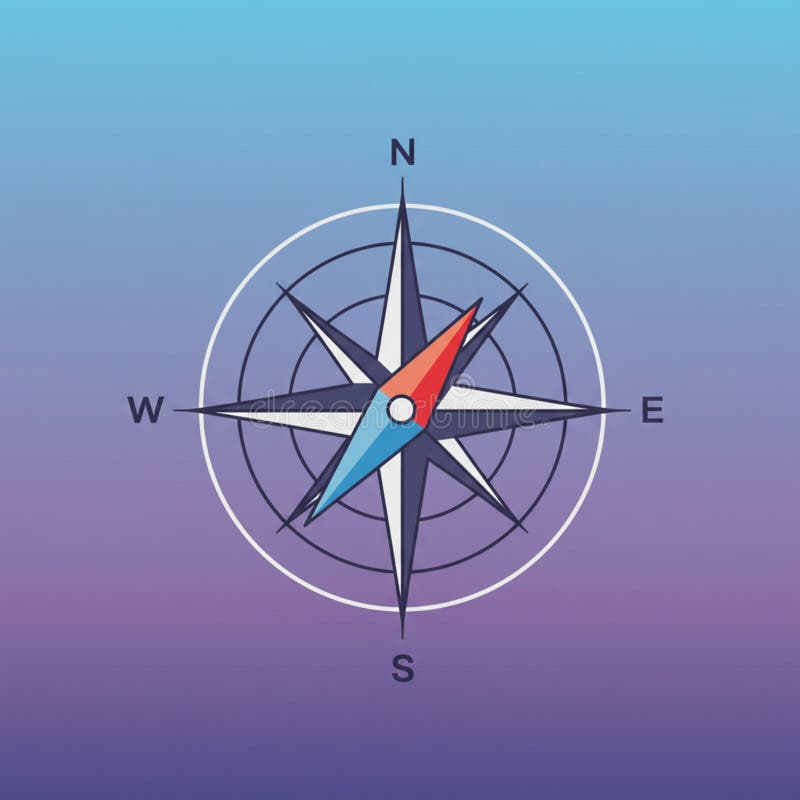 A Digital Compass Rose Design with Bold, Stylized Points Indicating the ...