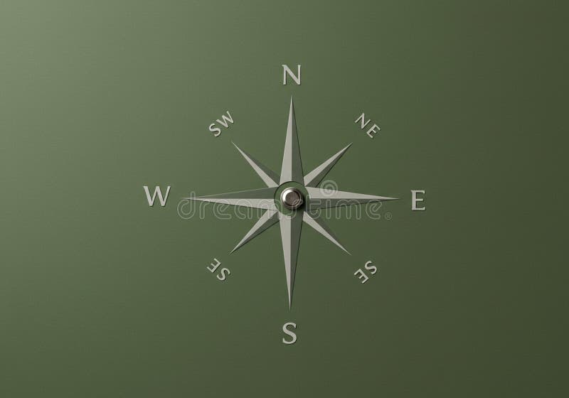 A Digital Compass Rose with an Eight-point Star Design is Centered on a ...