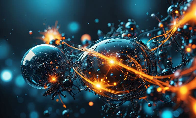 Digital Complex, Abstract Structure Composed Overlapping Spheres, with ...