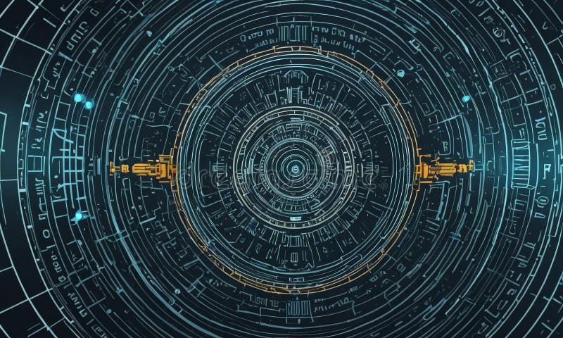 Digital Complex, Circular Pattern with Central Yellow Ring and ...