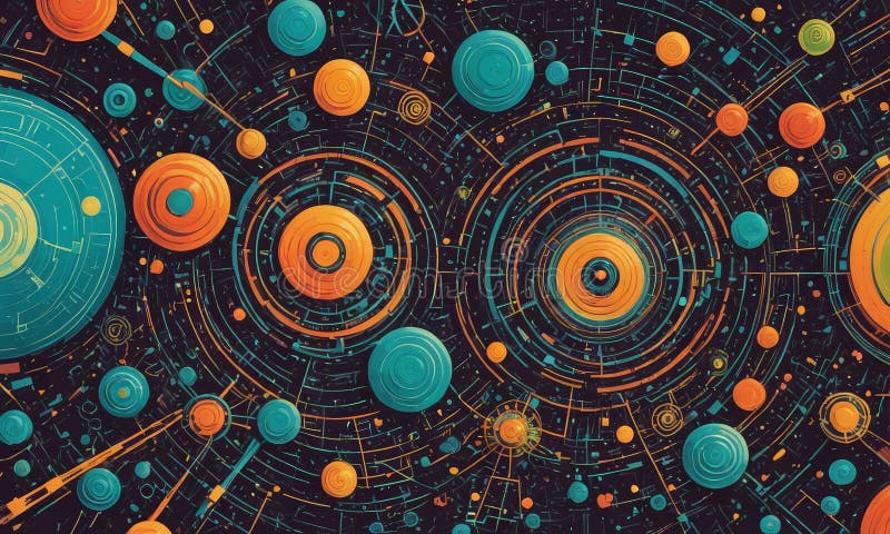 Digital Complex Network Interconnected Circles and Lines, with Varying ...