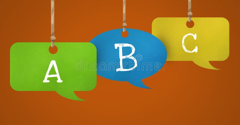 ABC Text on Hanging Paper Speech Bubbles Stock Illustration ...
