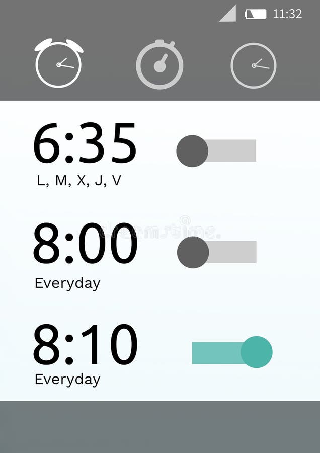 Alarm Clock Application Interface Stock Illustration - Illustration of ...