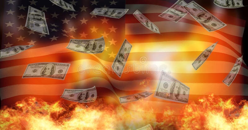 America Flag and Burning Fire Stock Illustration - Illustration of ...