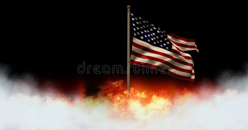 America Flag and Burning Fire Stock Illustration - Illustration of ...