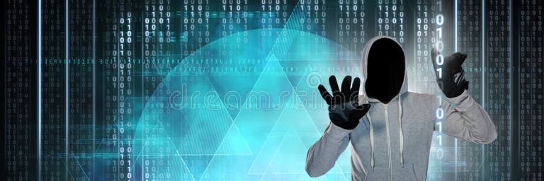 Anonymous Hacker with Computer Code Binary Interface Stock Illustration - Illustration of ...