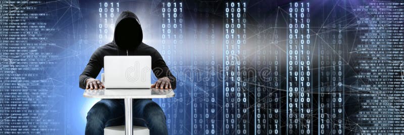 Anonymous Hacker with Computer Code Binary Interface Stock Photo - Image of flare, hoodie: 107895588