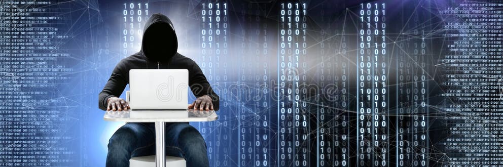 Anonymous Hacker with Computer Code Binary Interface Stock Image - Image of form, black: 107893971