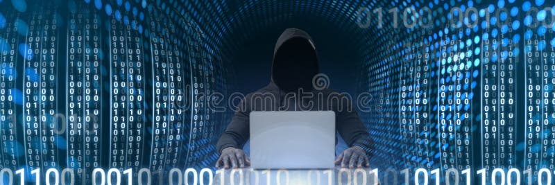 Anonymous Hacker with Computer Code Binary Interface Stock Image ...