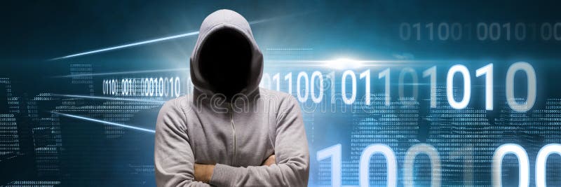 Anonymous Hacker with Computer Code Binary Interface Stock Photo ...