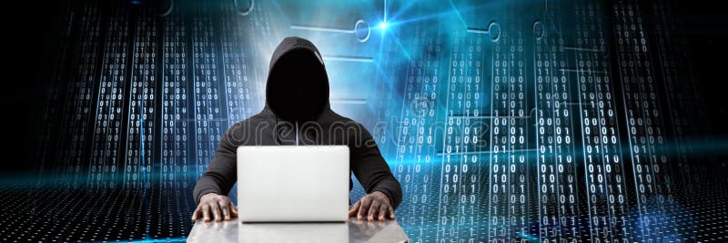 Anonymous Hacker with Computer Code Binary Interface Stock Photo - Image of browsing, casual ...