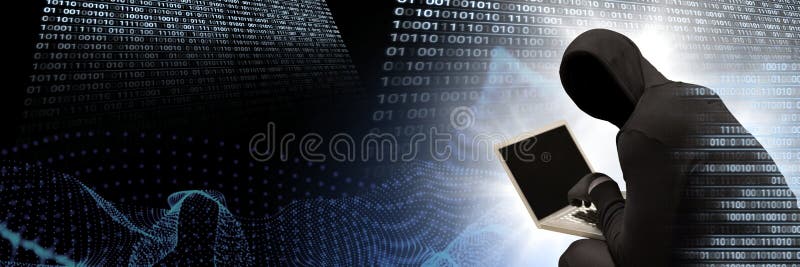 Anonymous Hacker with Computer Code Binary Interface Stock Photo - Image of design, blue: 107955912