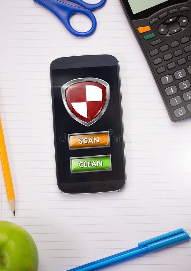 Antivirus Security Protection Shield on Phone Scan Stock Image - Image ...