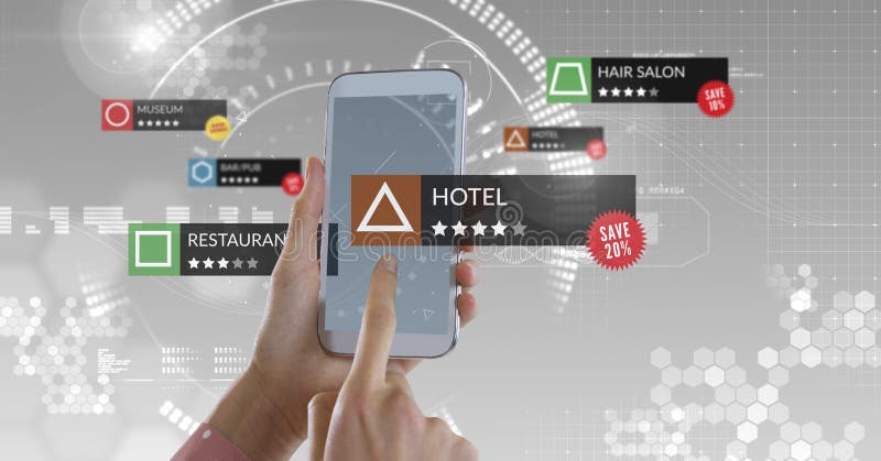 App Review Locations in Augmented Reality with Technology Background ...