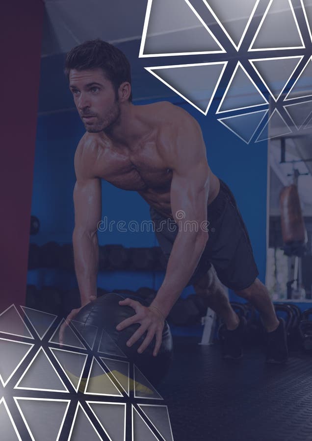 Athletic Fit Man in Gym with Triangle Interface Stock Image - Image of ...