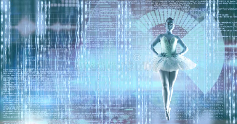 Ballet Dancer Dancing with Digital Technology Interface Stock Image ...