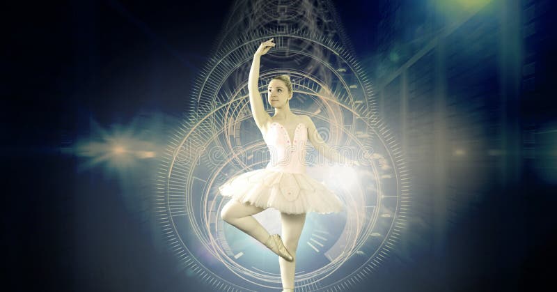 Ballet Dancer Dancing with Digital Technology Interface Stock Image ...