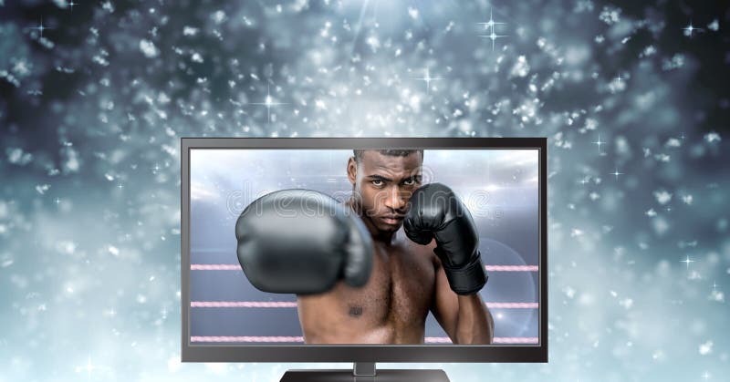 Boxer Fighter on Television Stock Photo - Image of backgrounds ...