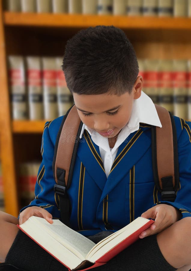 Boy Reading in Education Library Stock Photo - Image of innocence ...