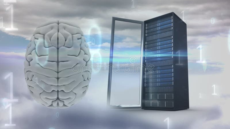Digital Composite of a Brain and a Server Tower Stock Video - Video of ...