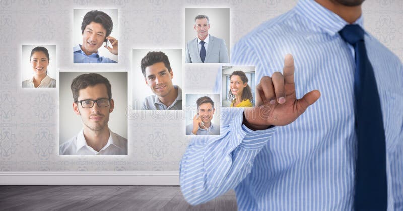 Businessman Interacting and Choosing a Person from Group of People ...