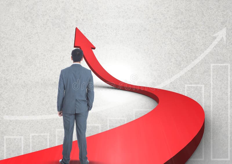 Businessman Standing on Red Arrow Stock Photo - Image of brown, focus ... Businessman Standing on Red Arrow Stock Photo - Image of brown, focus ...
