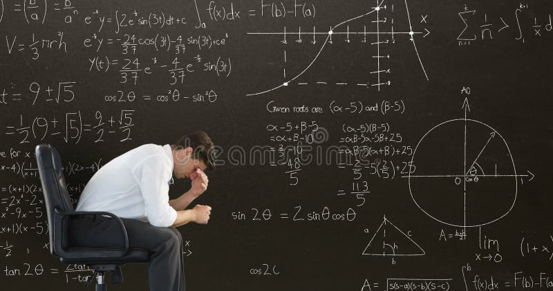 Man and Mathematical Equations with Figures 4k Stock Footage - Video of ...