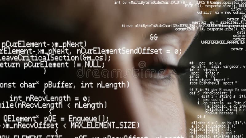 Eyes and program codes stock footage. Video of drive - 150276276