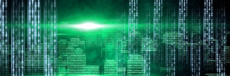 Code Binary Interface and Green City Background Stock Illustration ...