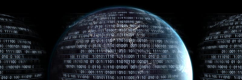 Code Binary Interface and Planet Earth Background Stock Illustration - Illustration of ...