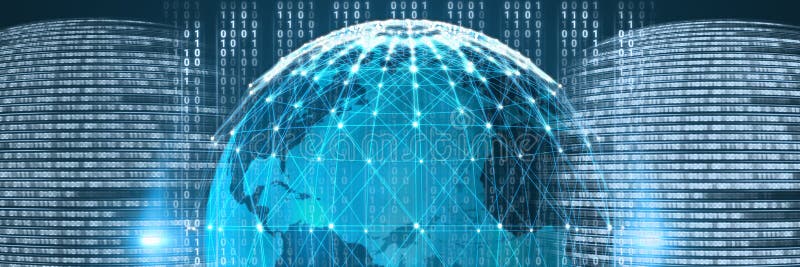 Code Binary Interface and Blue Swirl Background Stock Illustration ...