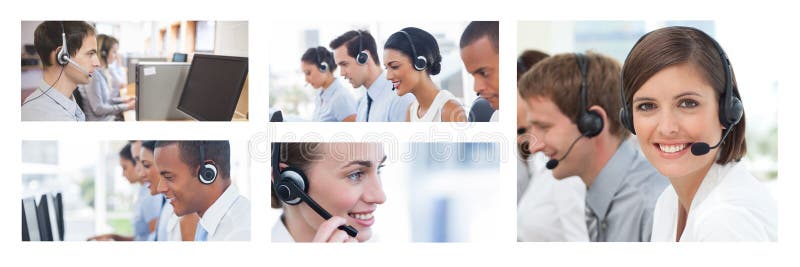 Collage of Customer Service Help Team in Call Center Stock Image ...