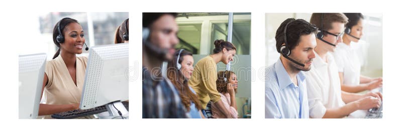 Collage of Customer Service Help Team in Call Center Stock Image ...