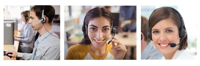 Collage of Customer Service Help Team in Call Center Stock Image ...