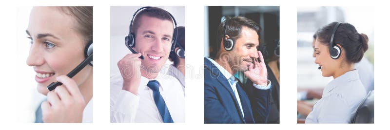 Collage of Customer Service Help Team in Call Center Stock Photo ...