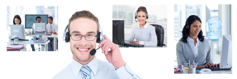 Collage of Customer Service Help Team in Call Center Stock Image ...
