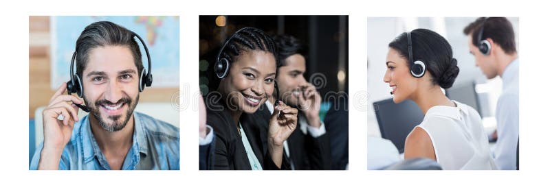 Collage of Customer Service Help Team in Call Center Stock Photo ...