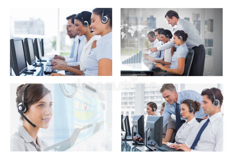 Collage of Customer Service Help Team in Call Center Stock Image ...