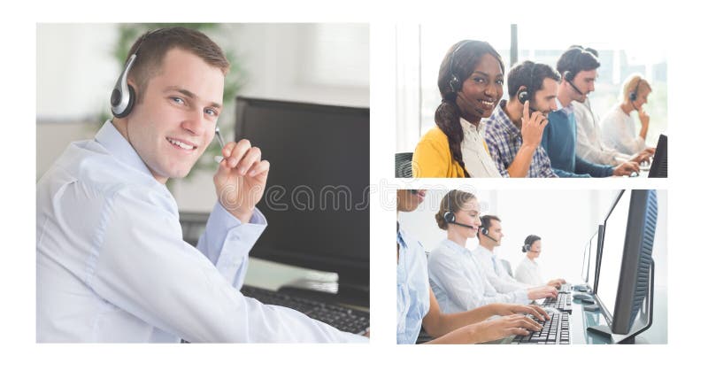 Collage of Customer Service Help Team in Call Center Stock Photo ...