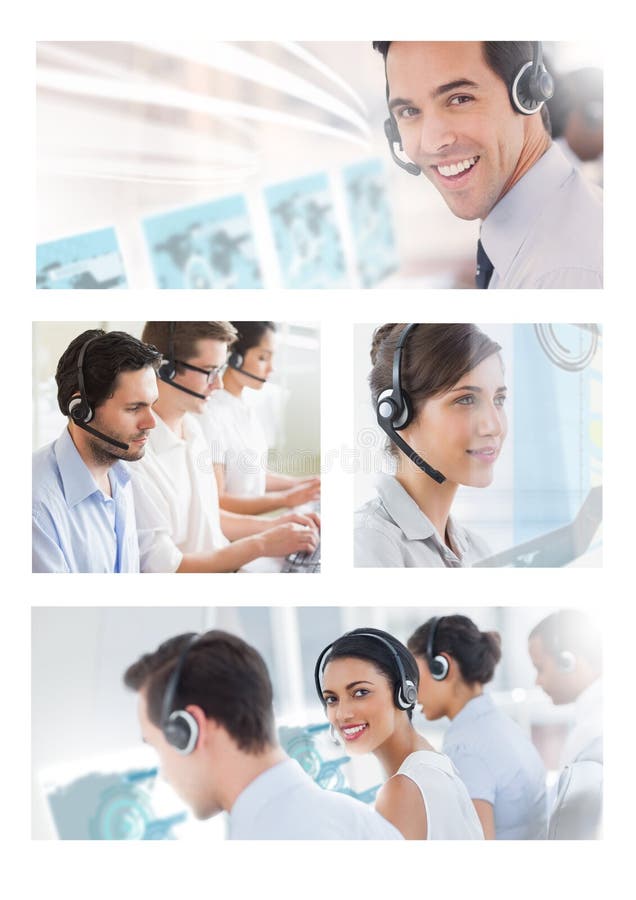 Collage of Customer Service Help Team in Call Center Stock Photo ...