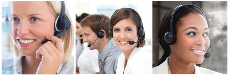 Collage of Customer Service Help Team in Call Center Stock Photo ...