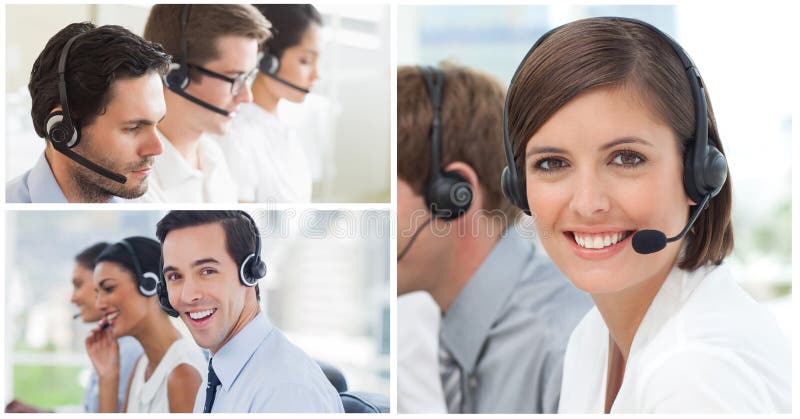 Collage of Customer Service Help Team in Call Center Stock Photo ...